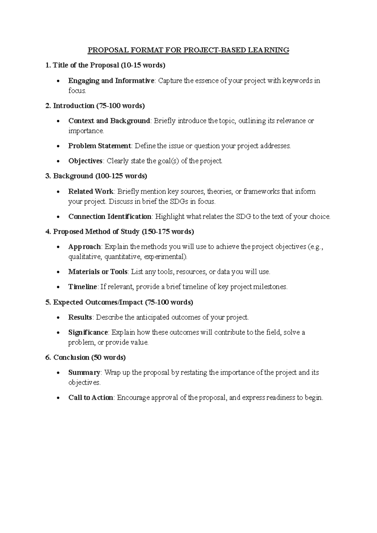 Proposal Format FOR Project - PROPOSAL FORMAT FOR PROJECT-BASED ...
