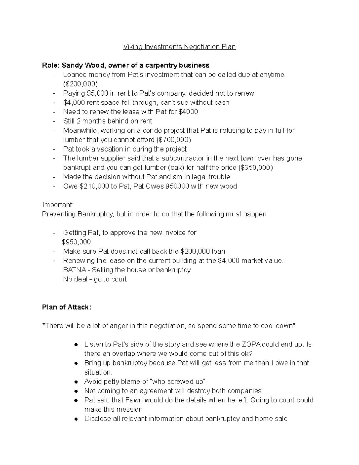 Viking Investment Negotiation