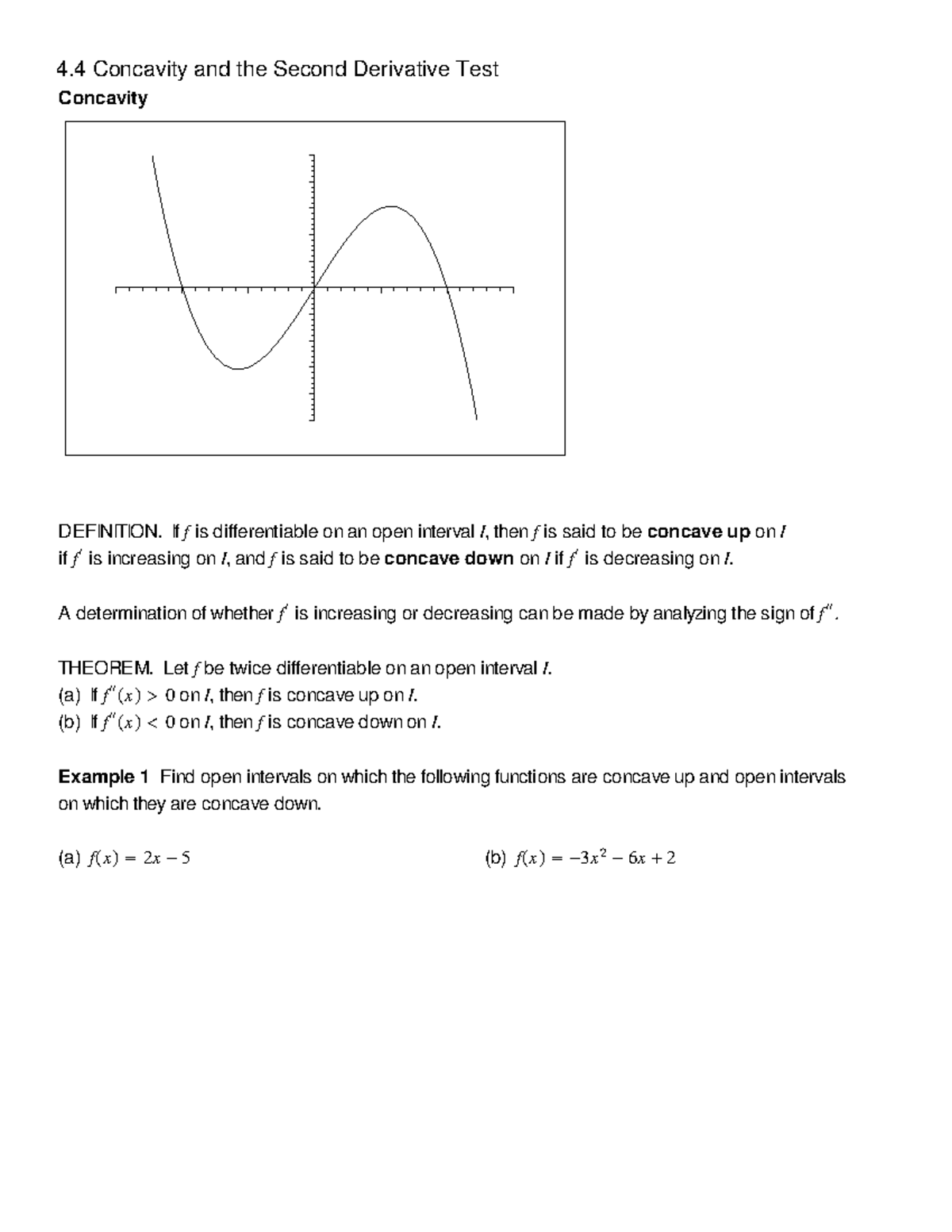 4.4 Concavity and the Second Derivative Test - A determinationof ...