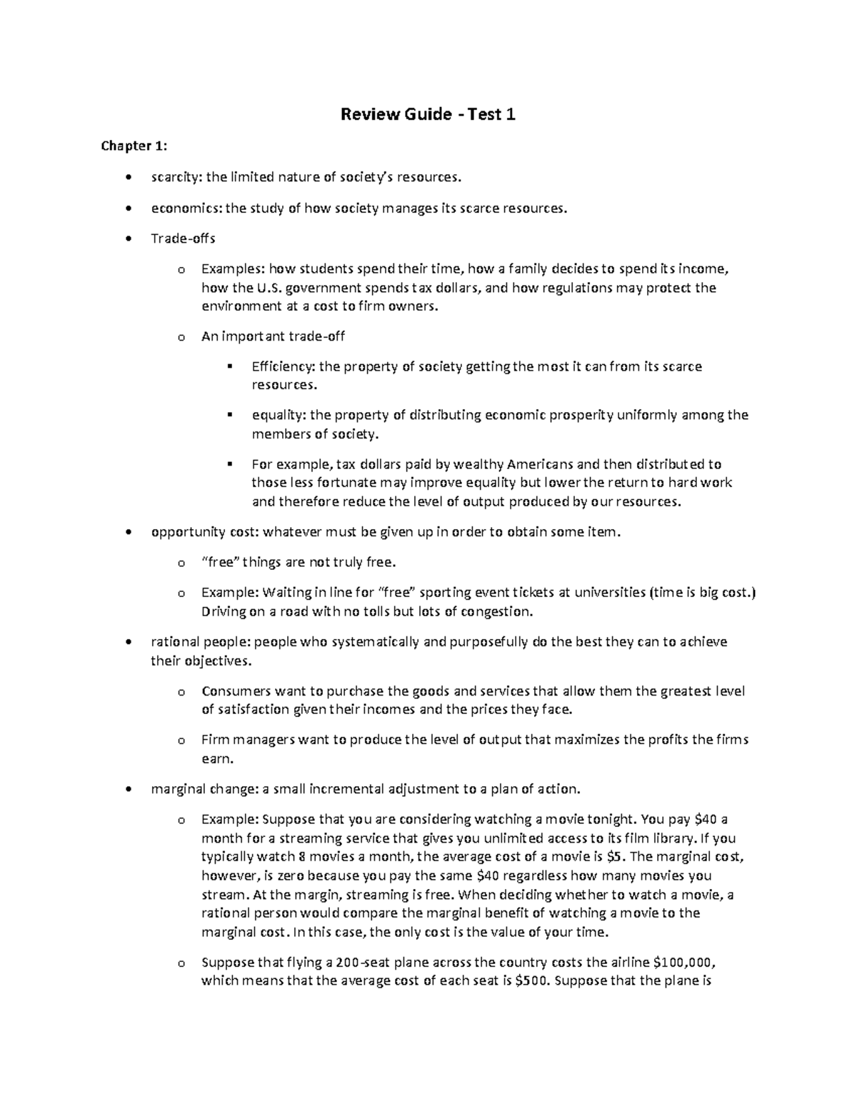Review Guide for Test 1 -Micro - Review Guide - Test 1 Chapter 1 ...