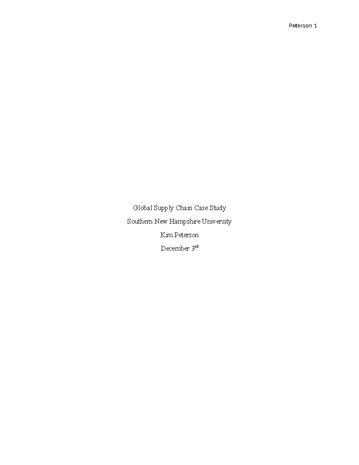 Global Supply Chain Case Study - Global Supply Chain Case Study ...
