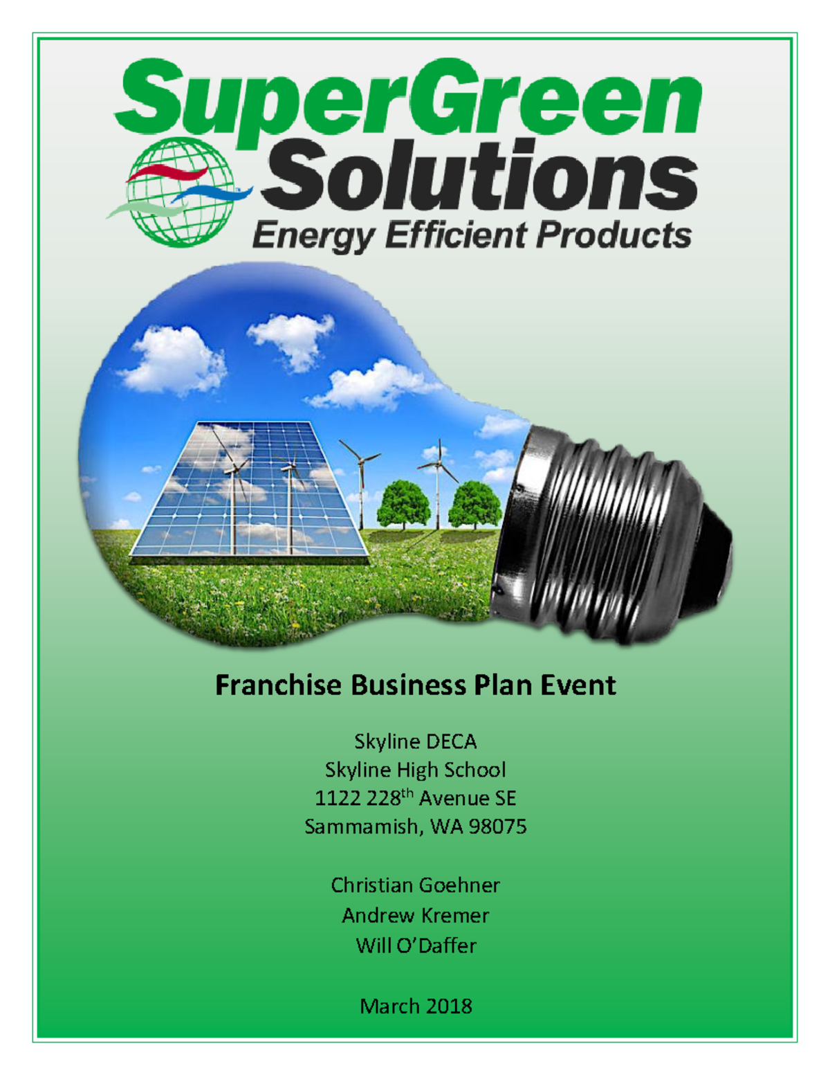 Green Solutions - sgsgs - Franchise Business Plan Event Skyline DECA ...