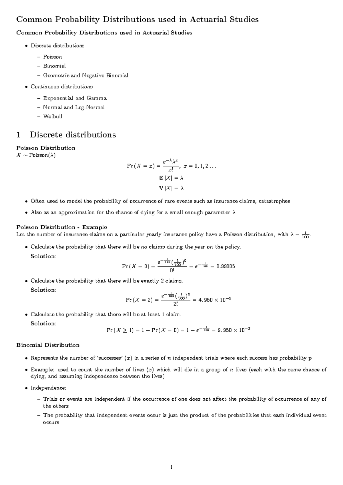 Common probability distributions - .. E [X] = λ V [X] = λ Often used to model the probability of ...