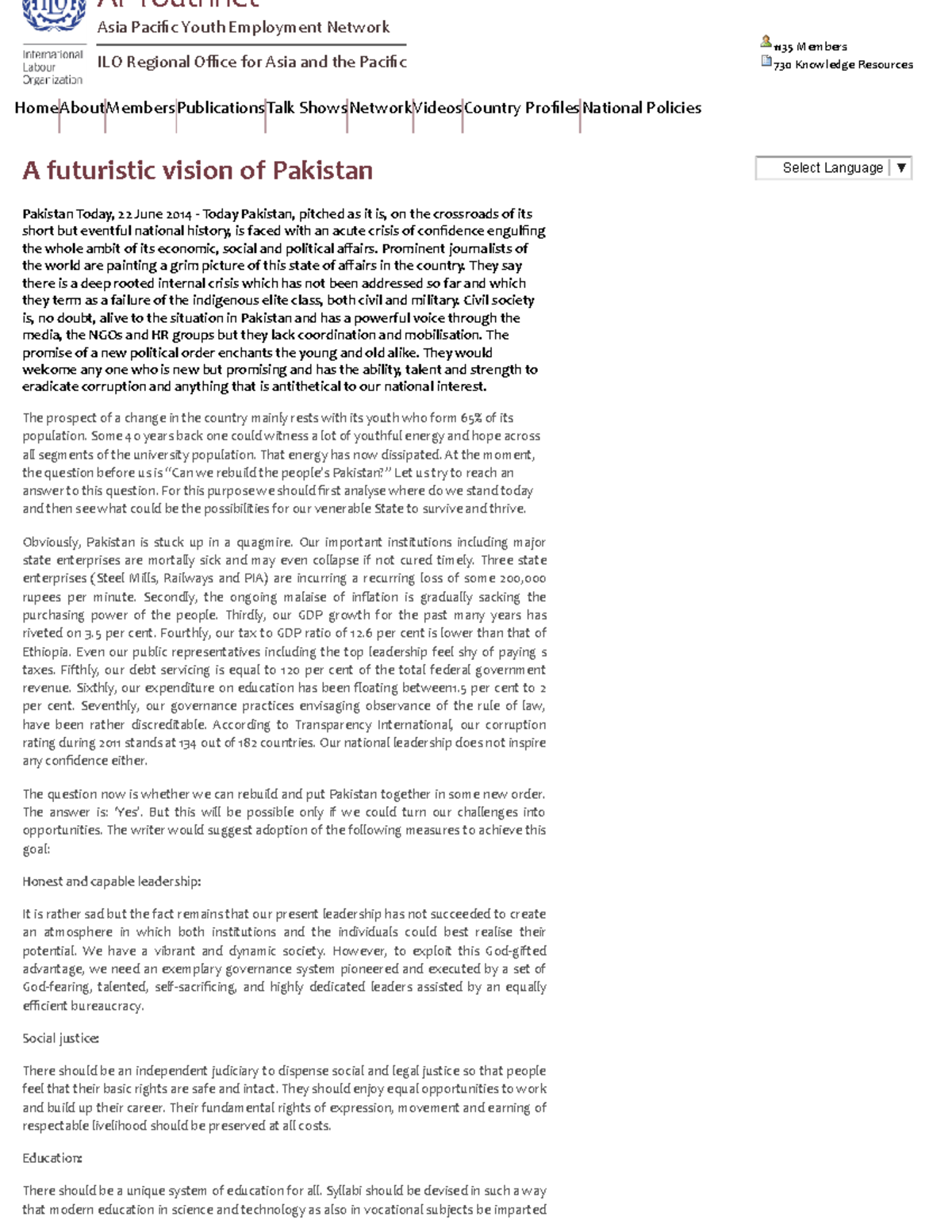 Futuristic Outlook of Pakistan - 1135 Members 730 Knowledge Resources ...