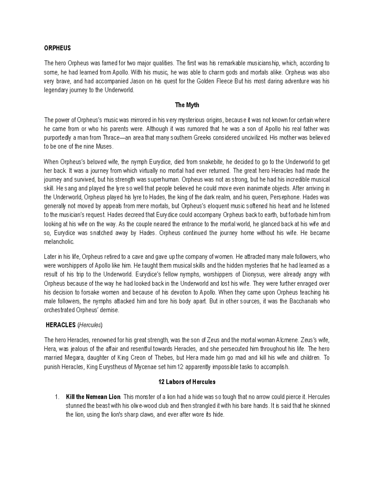 Orpheus - The first was his remarkable musicianship, which, according ...