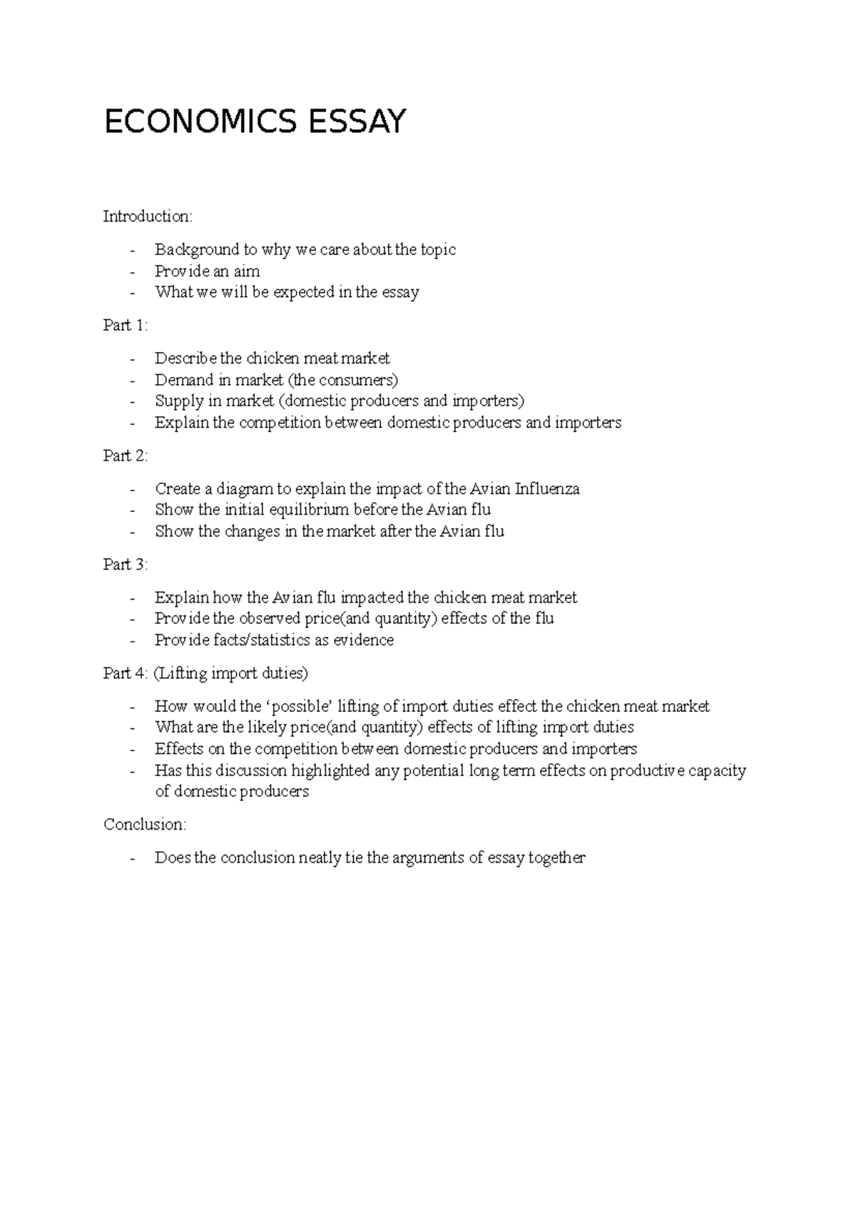 ECO1010F Essay Outline - ECONOMICS ESSAY Introduction: - Background to ...