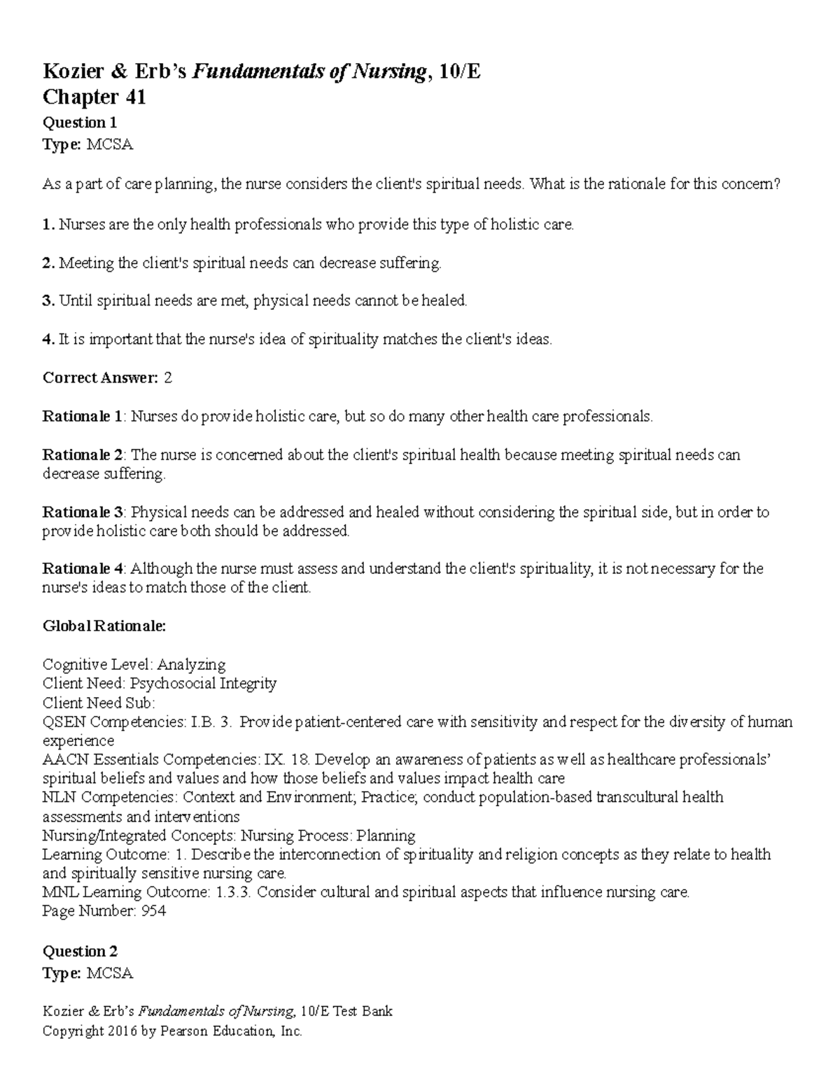 Berman 10e TIF CH41 - practice questions - Kozier & Erb’s Fundamentals ...