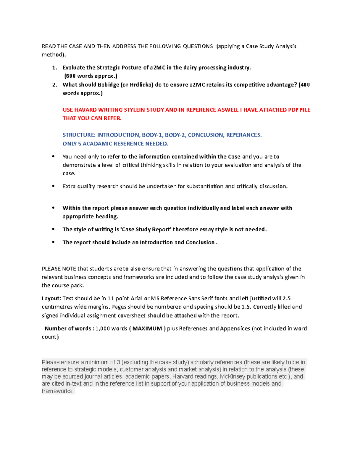 Assignment Define - notes - READ THE CASE AND THEN ADDRESS THE ...