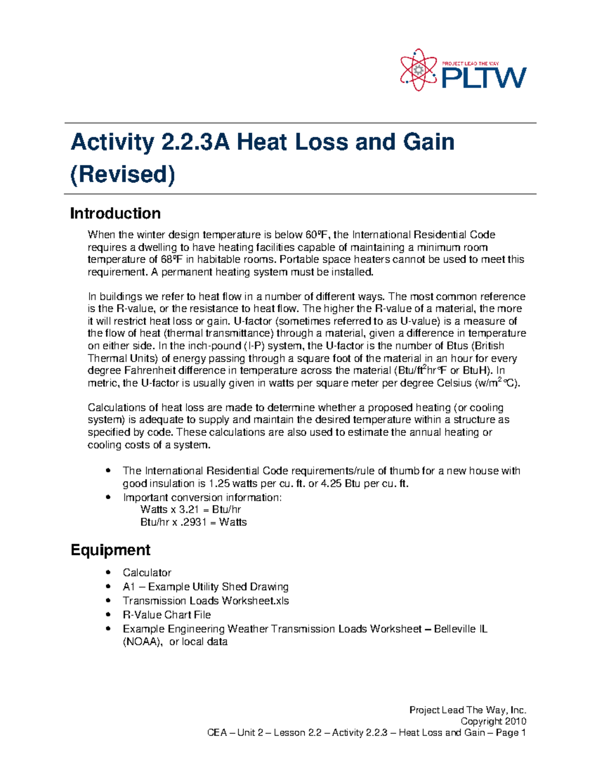 EDU Drawings for Enginering - Project Lead The Way, Inc. Copyright 2010 ...