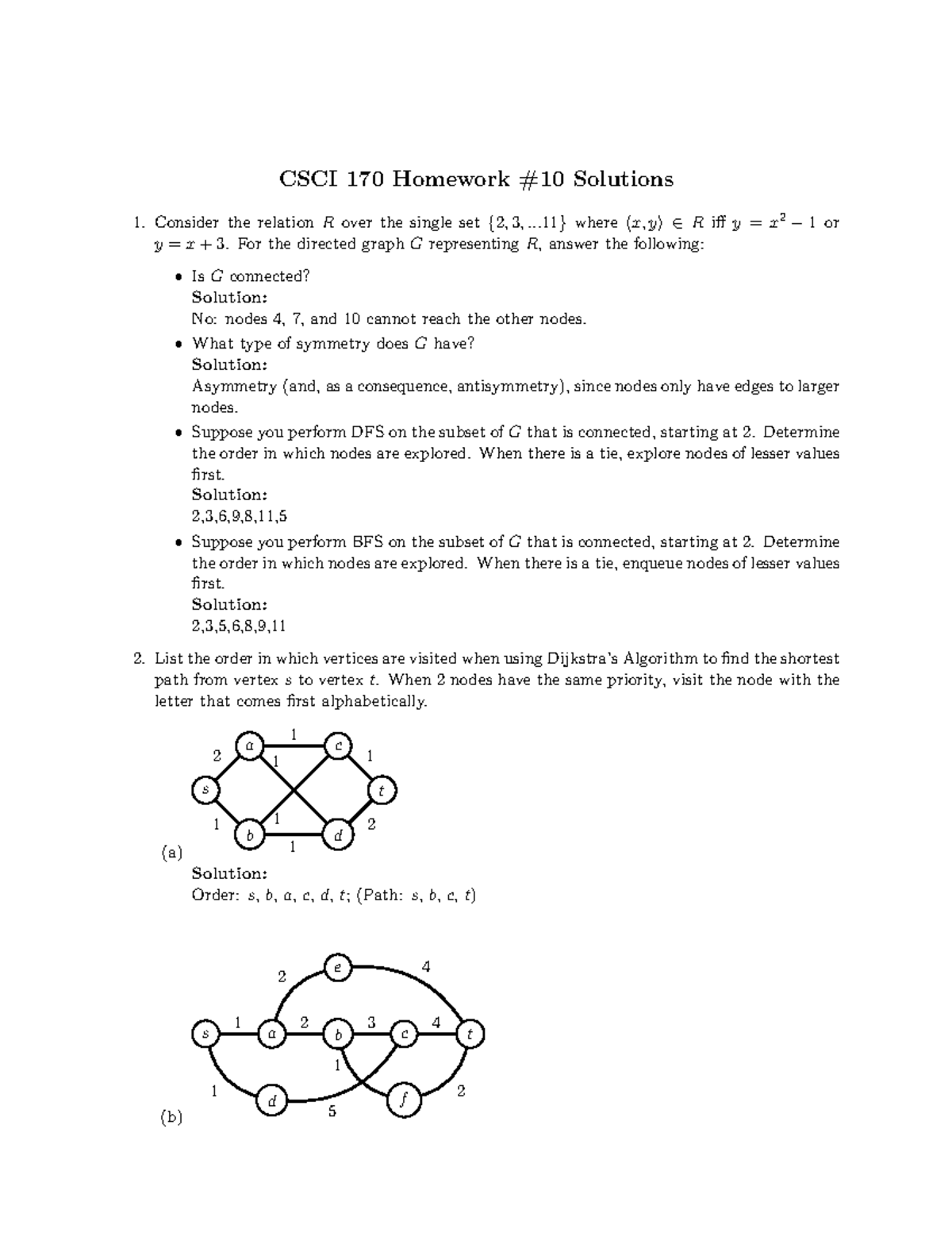 CS170 HW10 Solution - CSCI 170 Homework #10 Solutions Consider the relation R over the single ...