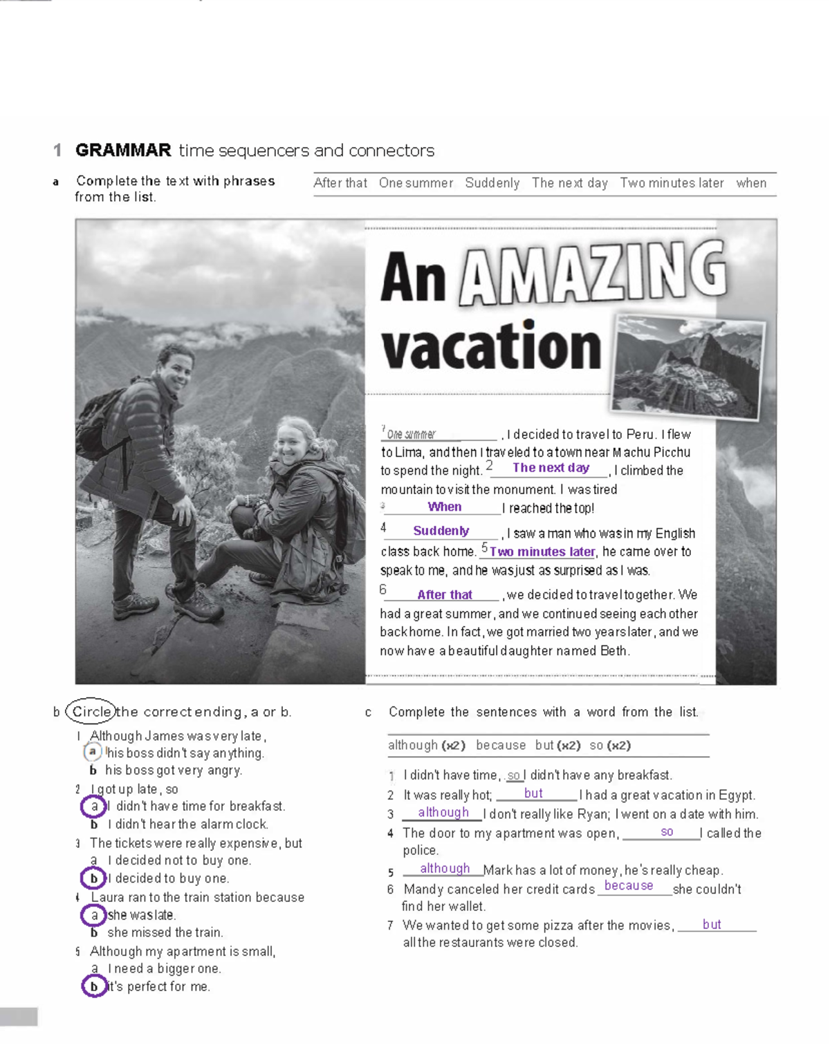 Time sequencers - After that One summer Suddenly The next day Two ...