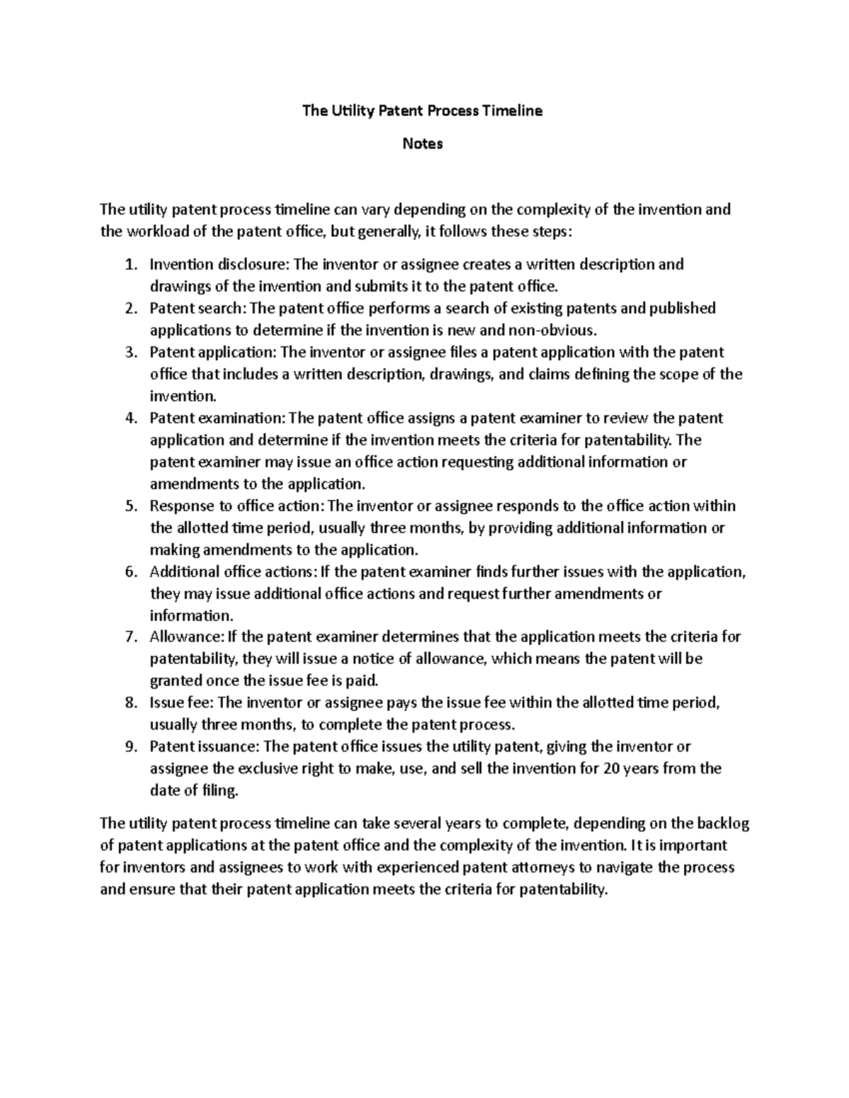 The Utility Patent Process Timeline - The Utility Patent Process ...