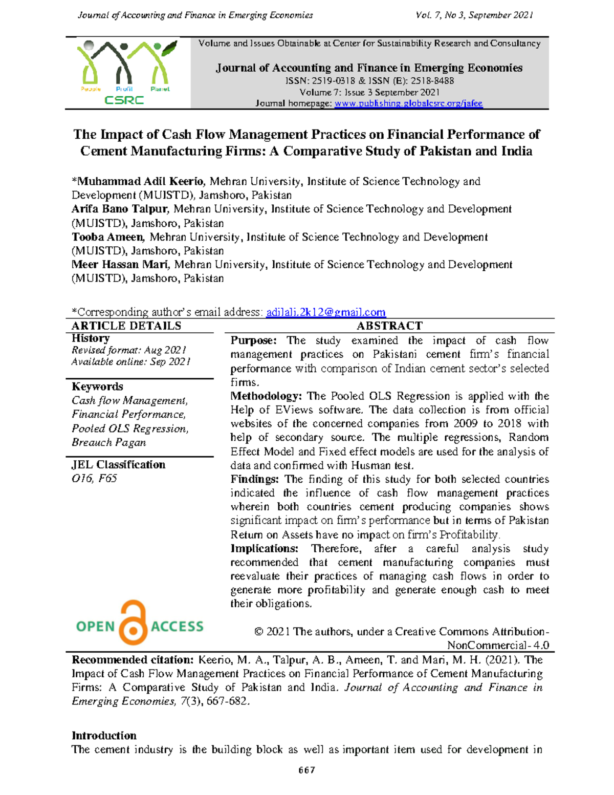 My Paper - Volume and Issues Obtainable at Center for Sustainability ...
