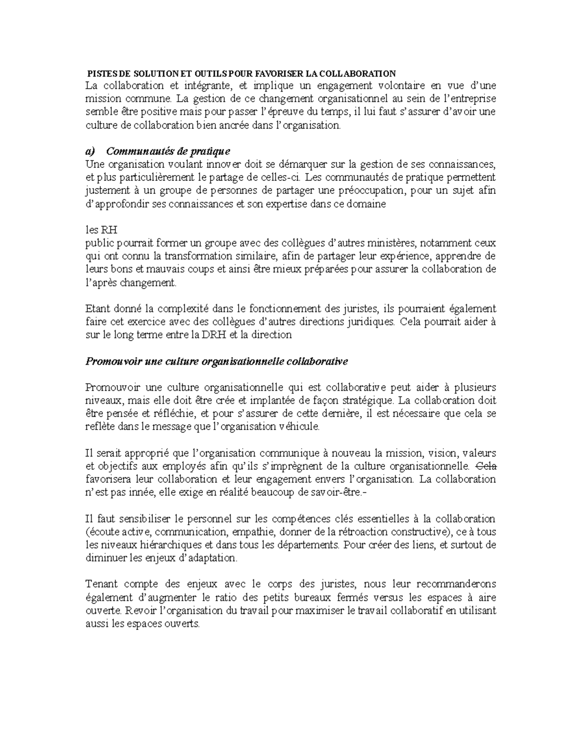 Pistes de solution et outils pour favoriser la collaboration 2 - PISTES ...