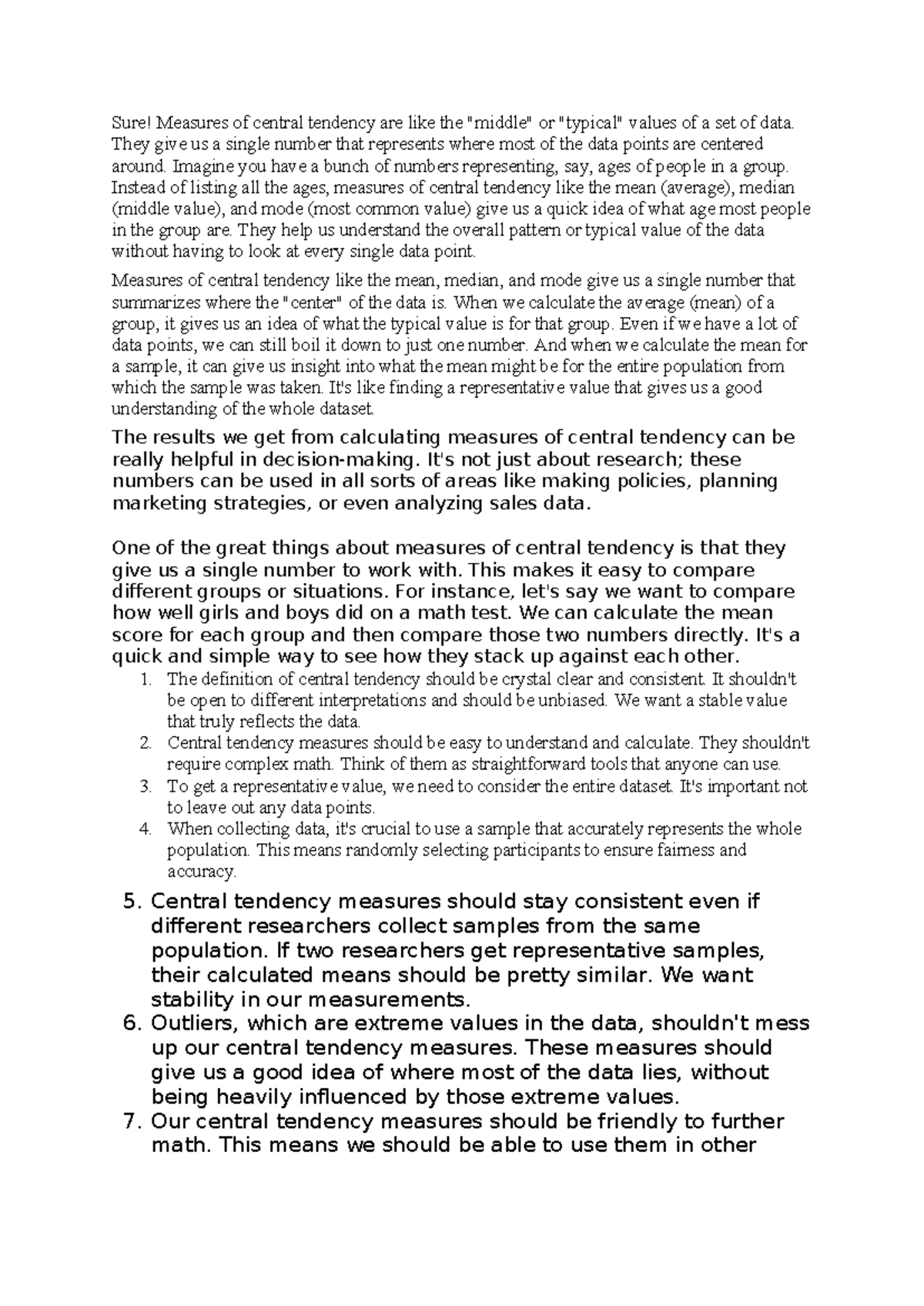 Satistics - statistics questions - Sure! Measures of central tendency ...
