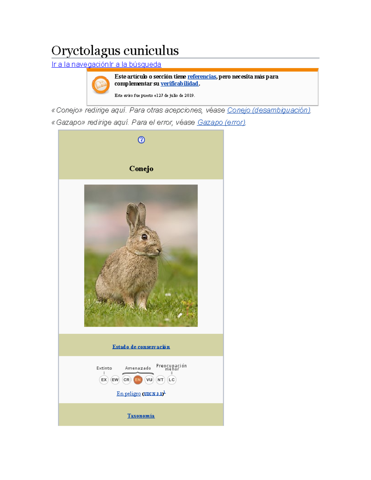 Oryctolagus cuniculus - Este aviso fue puesto el 27 de julio de 2019 ...