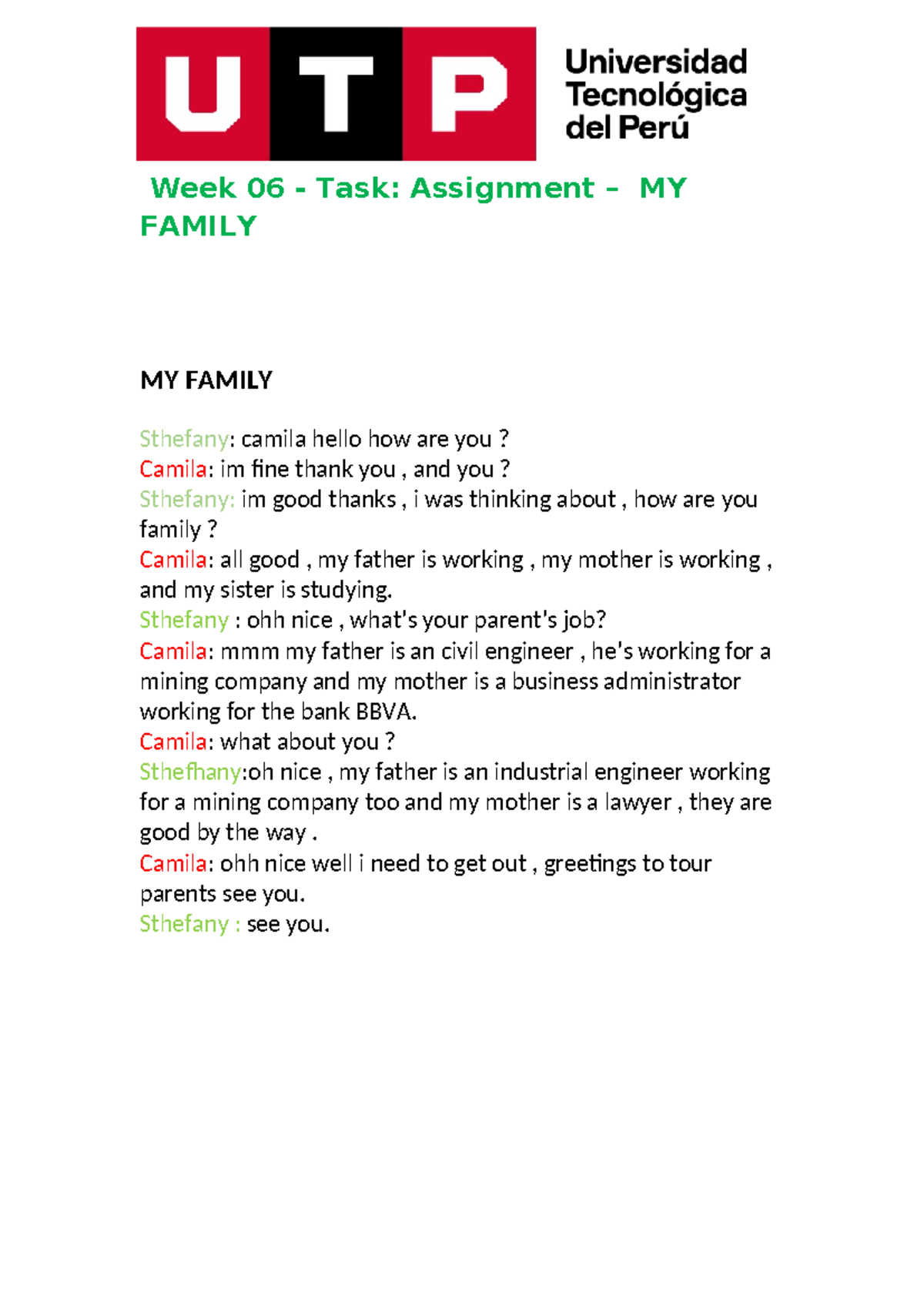 Week 6 Task 6 Week 0 6 Task Assignment My Family My Family