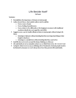 Life Beside Itself handout - Life Beside Itself Chapter Five: Why Two ...