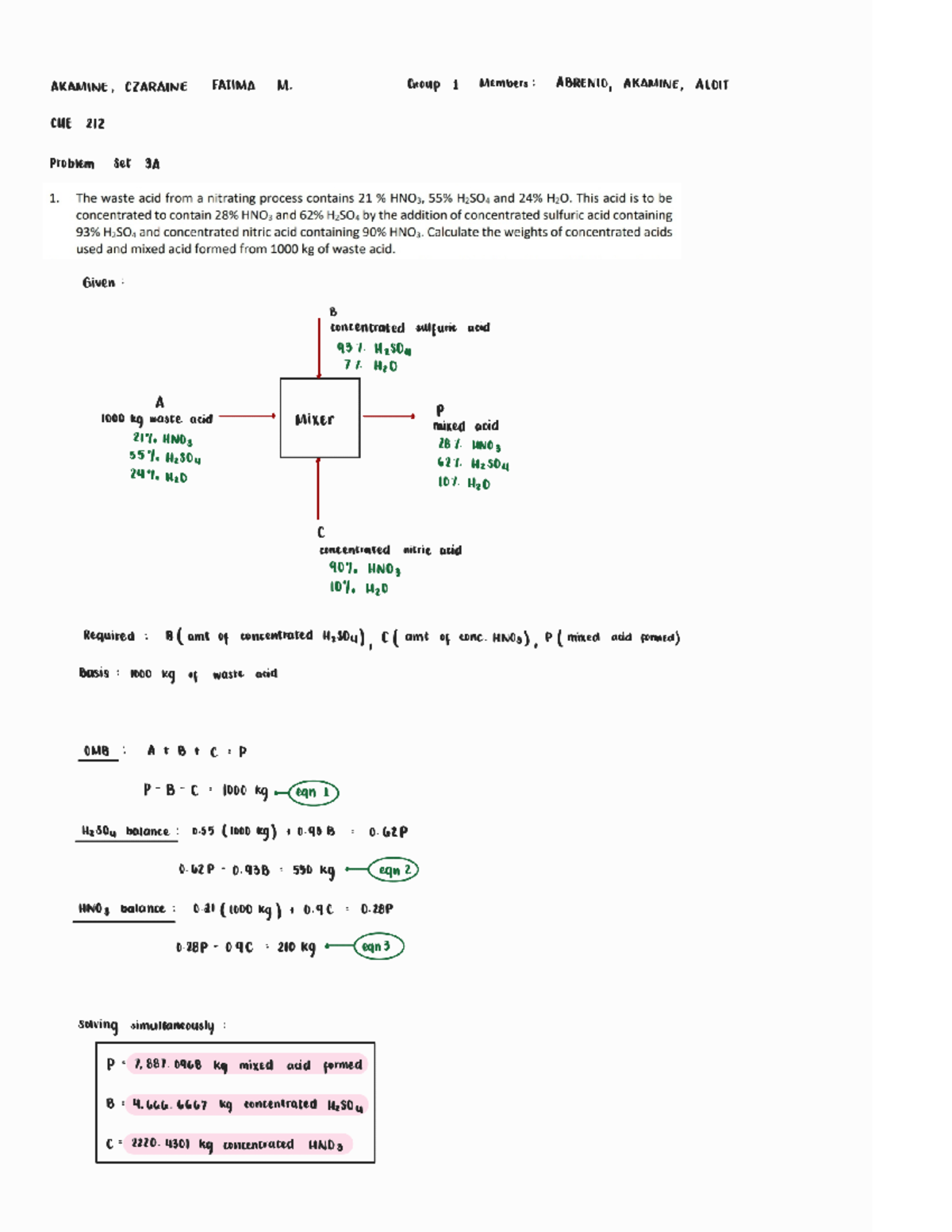 Checalc Material Balance without Chemical Reactions - Chemical ...