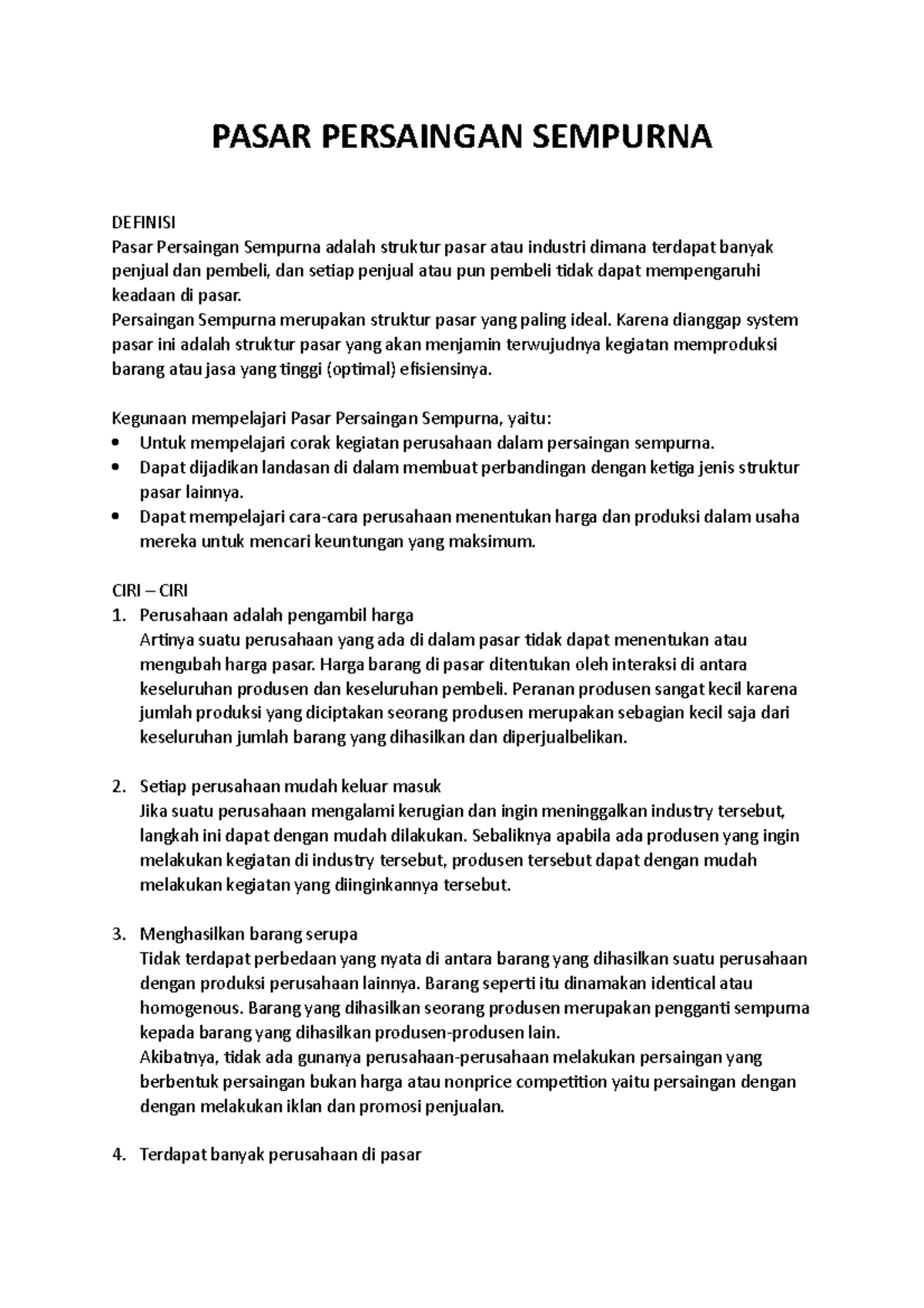 Pasar Persaingan Sempurna - PASAR PERSAINGAN SEMPURNA DEFINISI Pasar ...