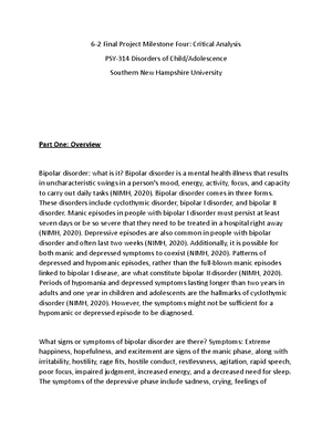 Disorders of child adolescence 2-3 short paper - 2-3 Short Paper ...