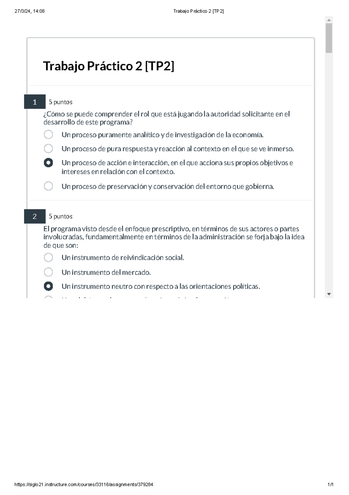 TP 2 PP - 75/100 - 27/3/24, 14:08 Trabajo Práctico 2 [TP2] - Studocu