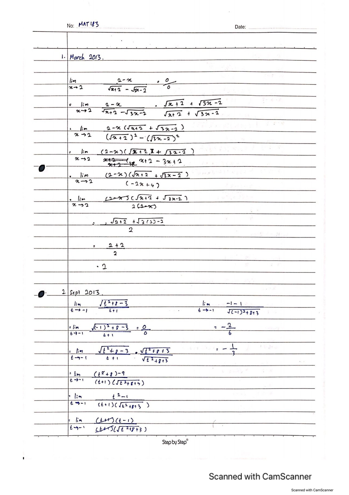 Limit involving radicals - Algebra II - UiTM Perak - Studocu