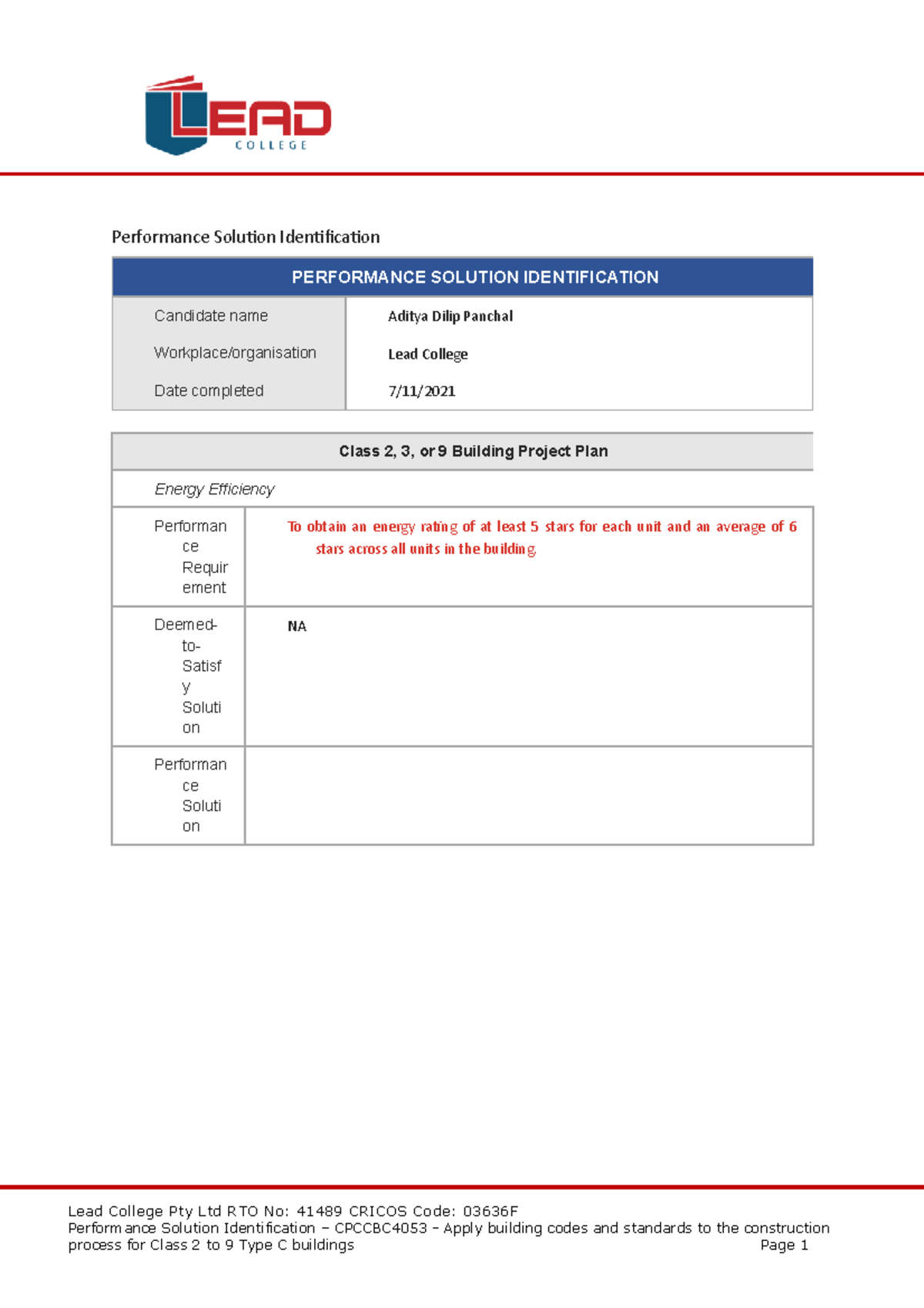Performance Solution Identification - CPC40120 - Studocu