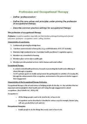 Coast Goals - Helpful tips for first year OT - 142 Chapter 15 Client ...