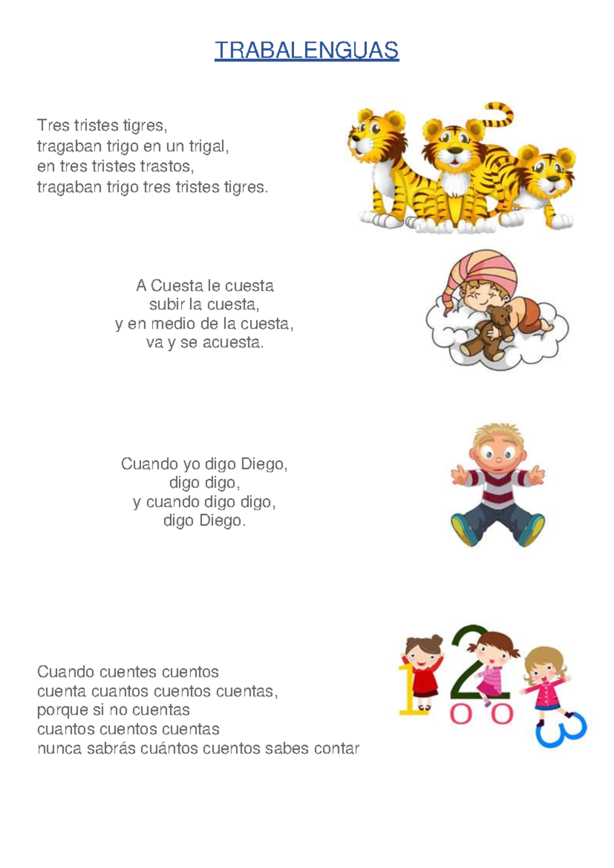 Adivinanzas Y Trabalenguas - TRABALENGUAS Tres tristes tigres, tragaban ...