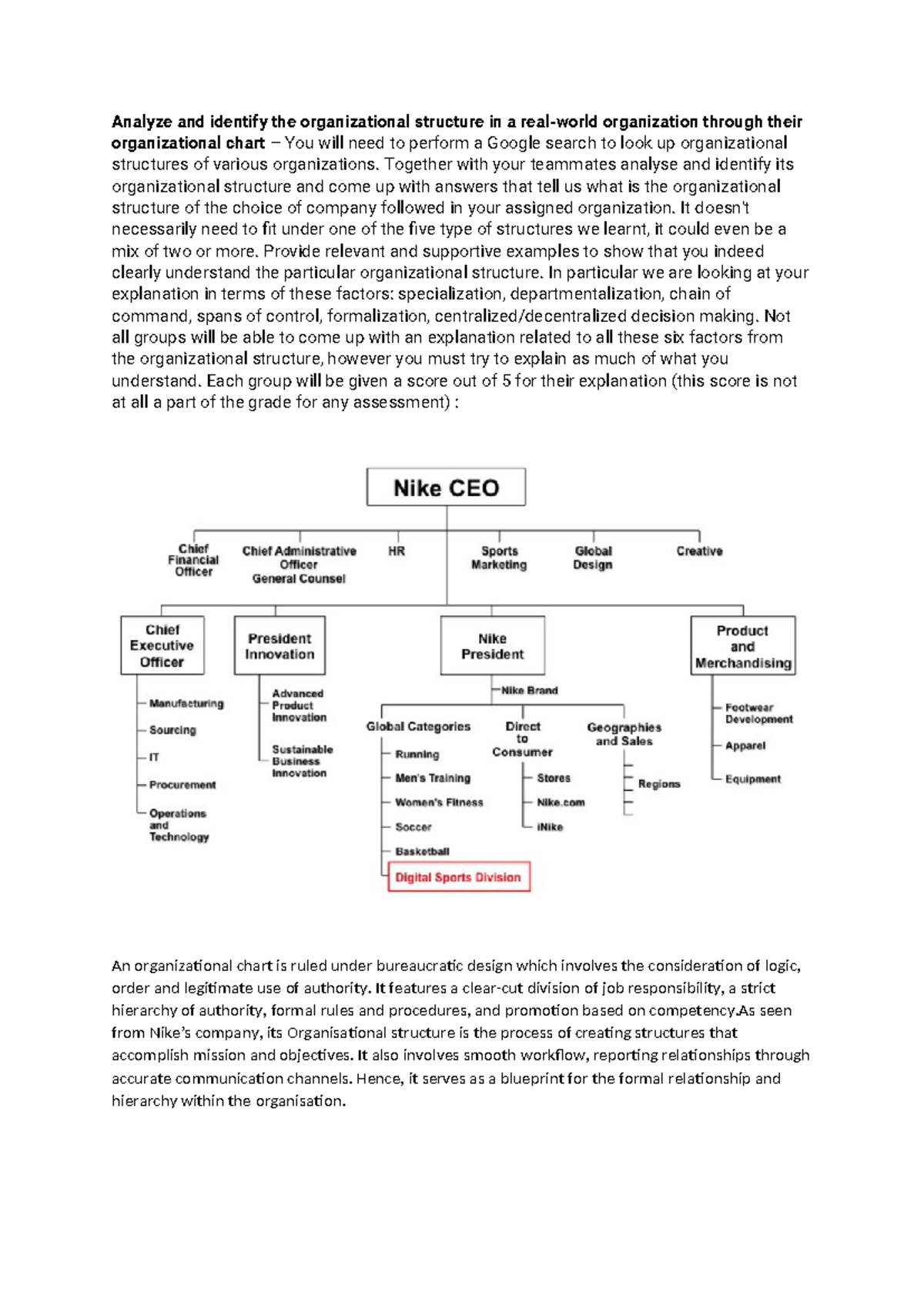 MGW Week 6 tutorial questions - Analyze and identify the organizational ...