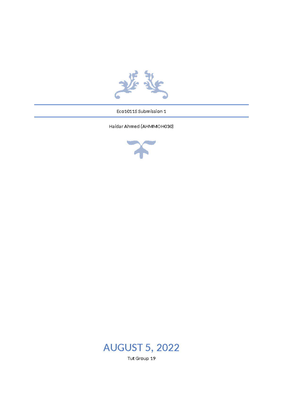Eco1011S Submission 1 - Ecos 2023 Assignment - Eco1011S Submission 1 ...
