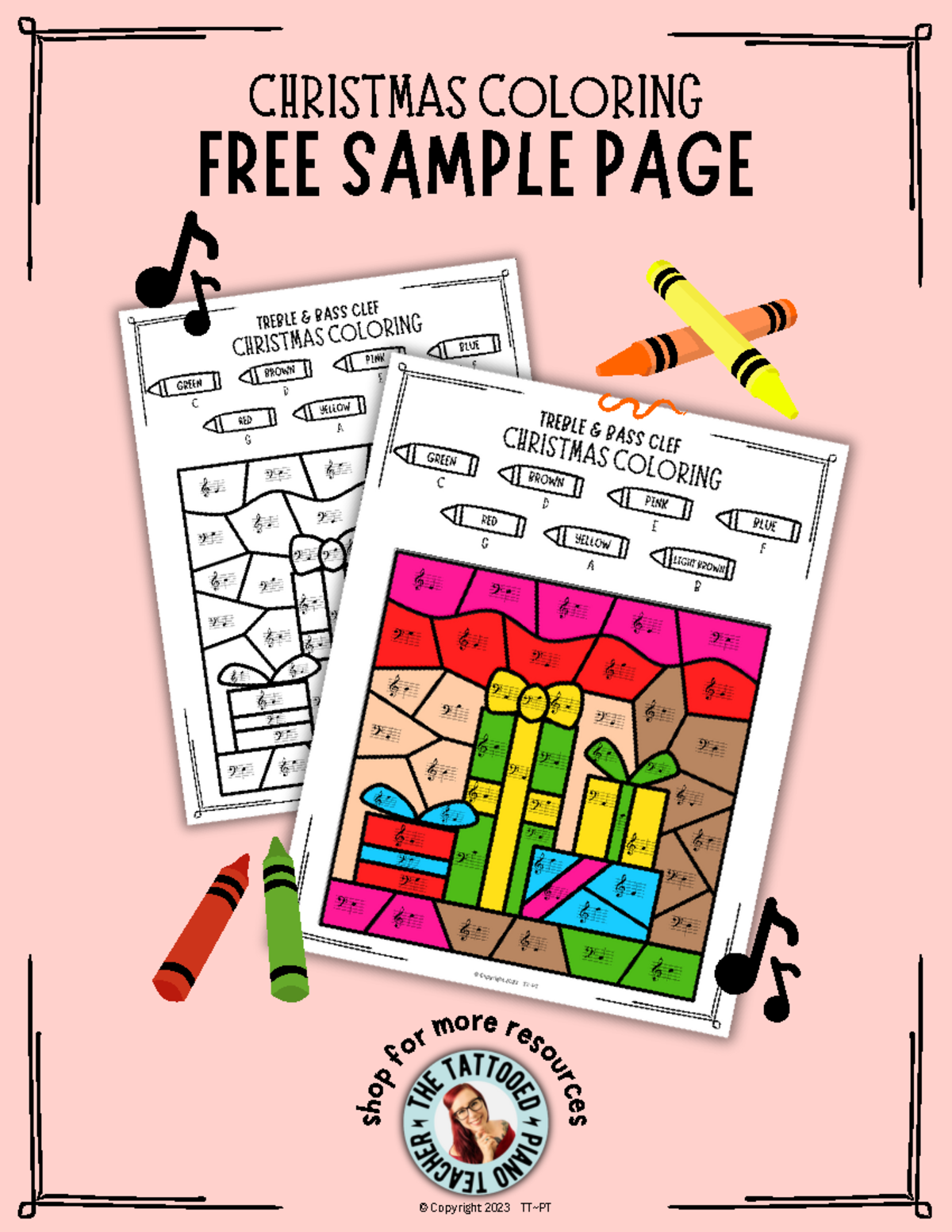 Freechristmas Music Coloring Page Color By Code Notesonthe Staff-1 ...