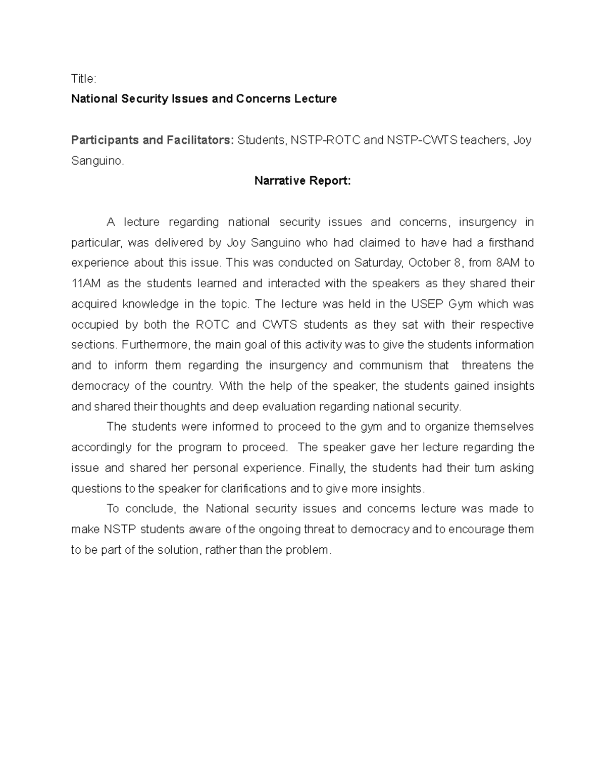 Document 4 CWTS - This is a lecture note, and a report. - Title ...