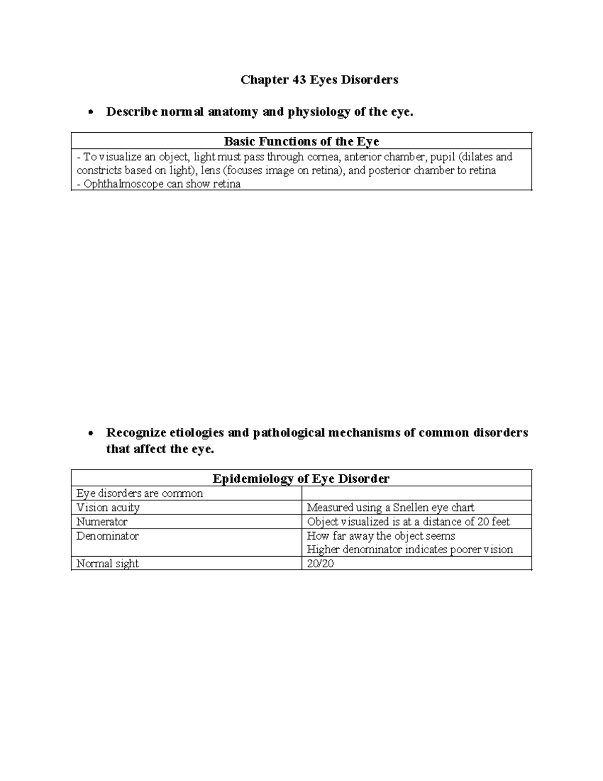 Chapter 43 Eye Disorders - Chapter 43 Eyes Disorders Describe normal ...