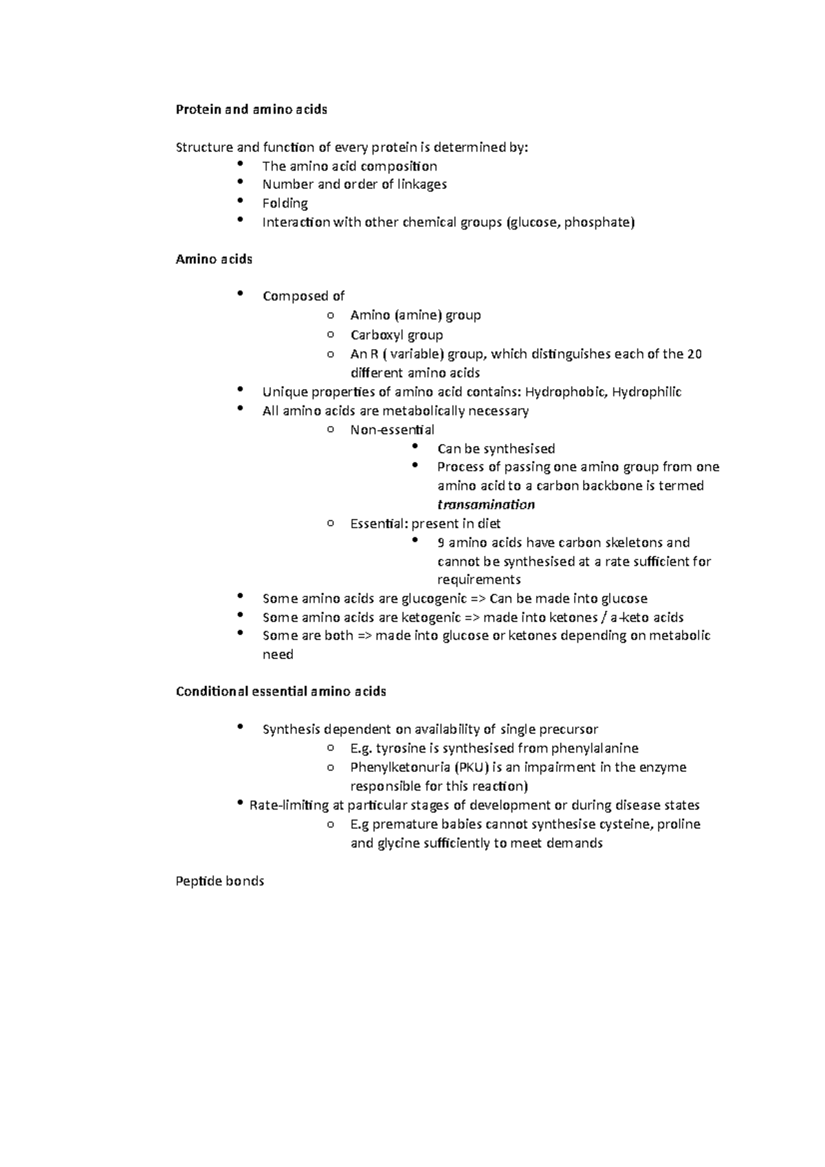 The Protein week 5 lecture slides - Protein and amino acids Structure ...