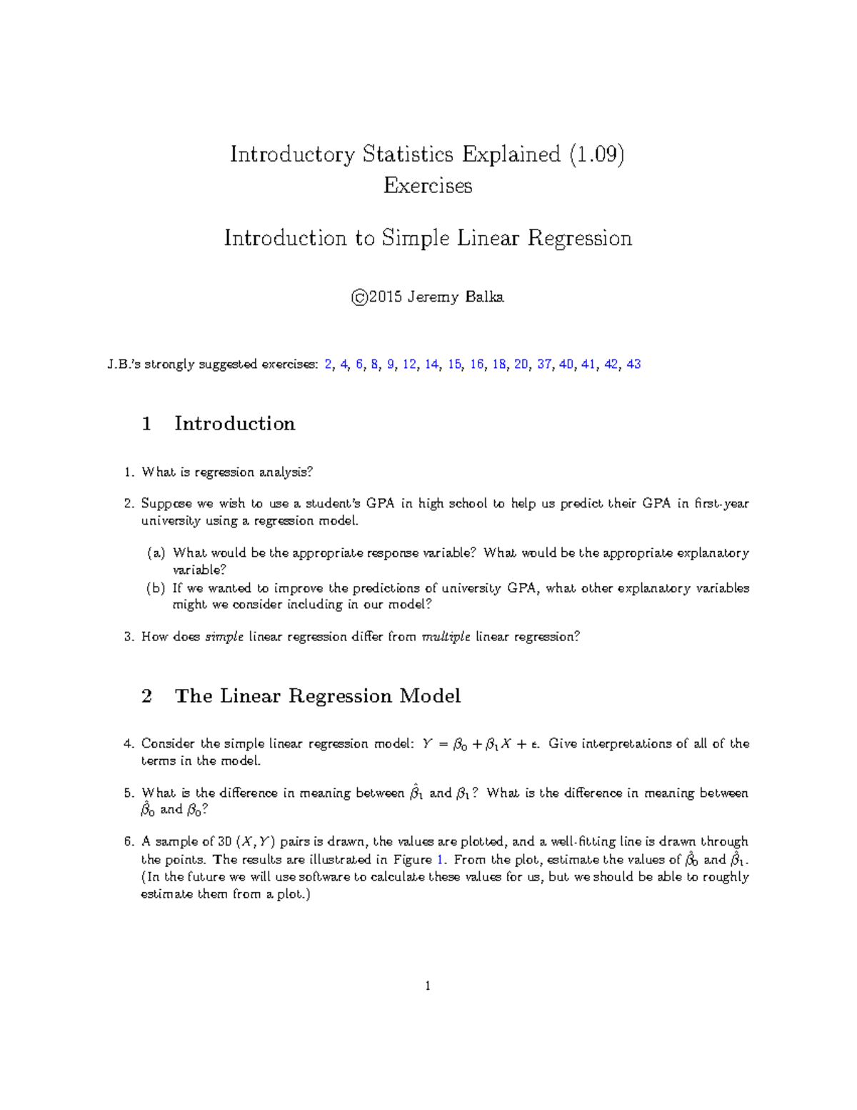 Unit 14 Exercises - stats 2040 de s19 simple linear regression practice ...