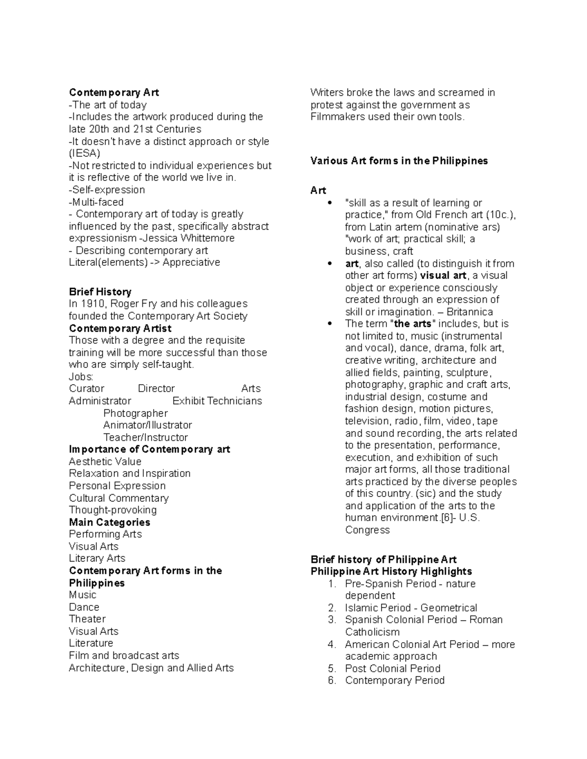 Contemporary Art midterms - Contemporary Art -The art of today ...