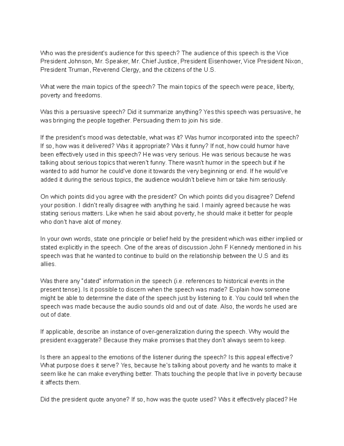 Presidential Assignment - Who was the president’s audience for this ...