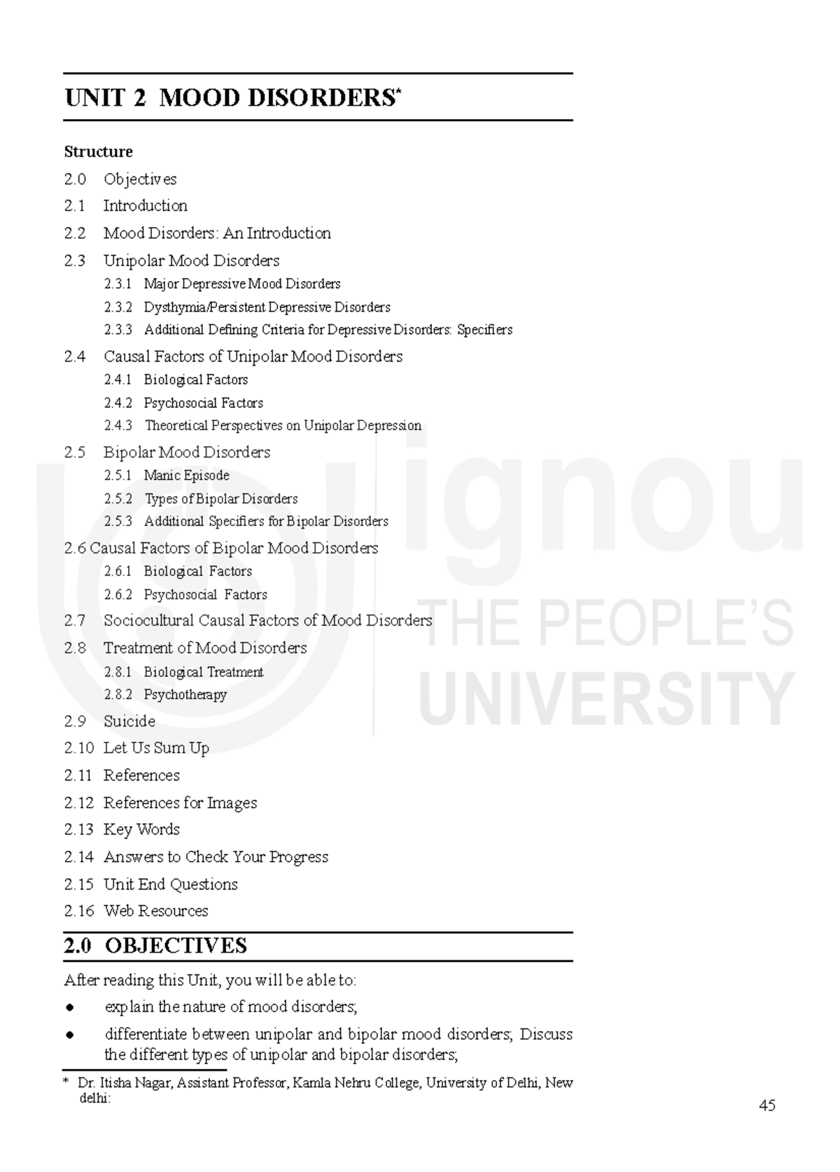Unit-2 - UNIT 2 mOOD DISORDERS* Structure 2 Objectives 2 Introduction 2 ...