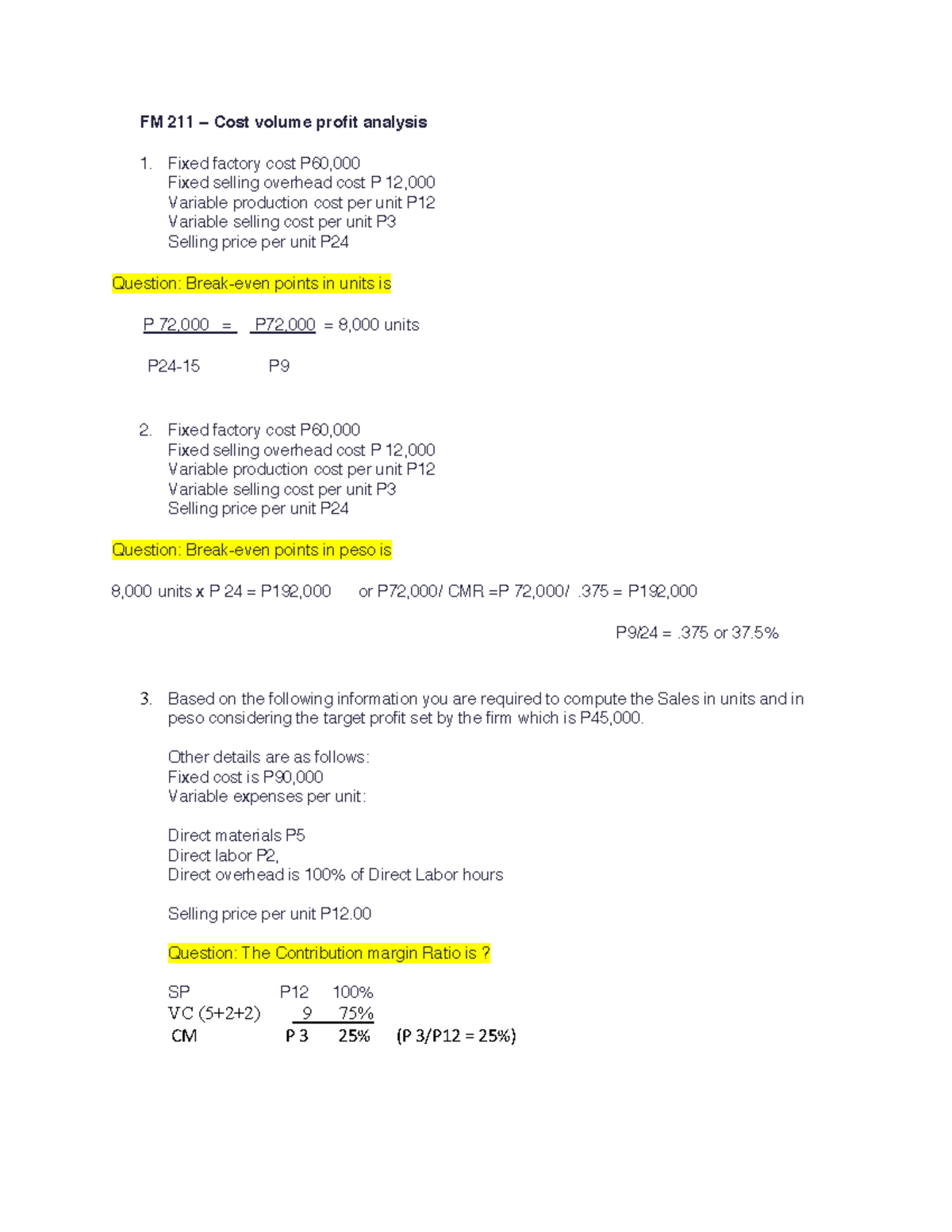 FM-211-Solution-Quipper-Quiz-CVP-analaysis-Quiz - FM 211 – Cost volume profit analysis 1. Fixed ...