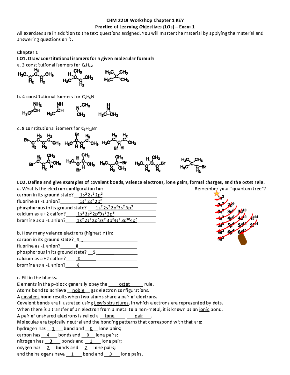 Chm 2210 Workshop Chapter 1 Key Chm 2210 Workshop Chapter 1 Key
