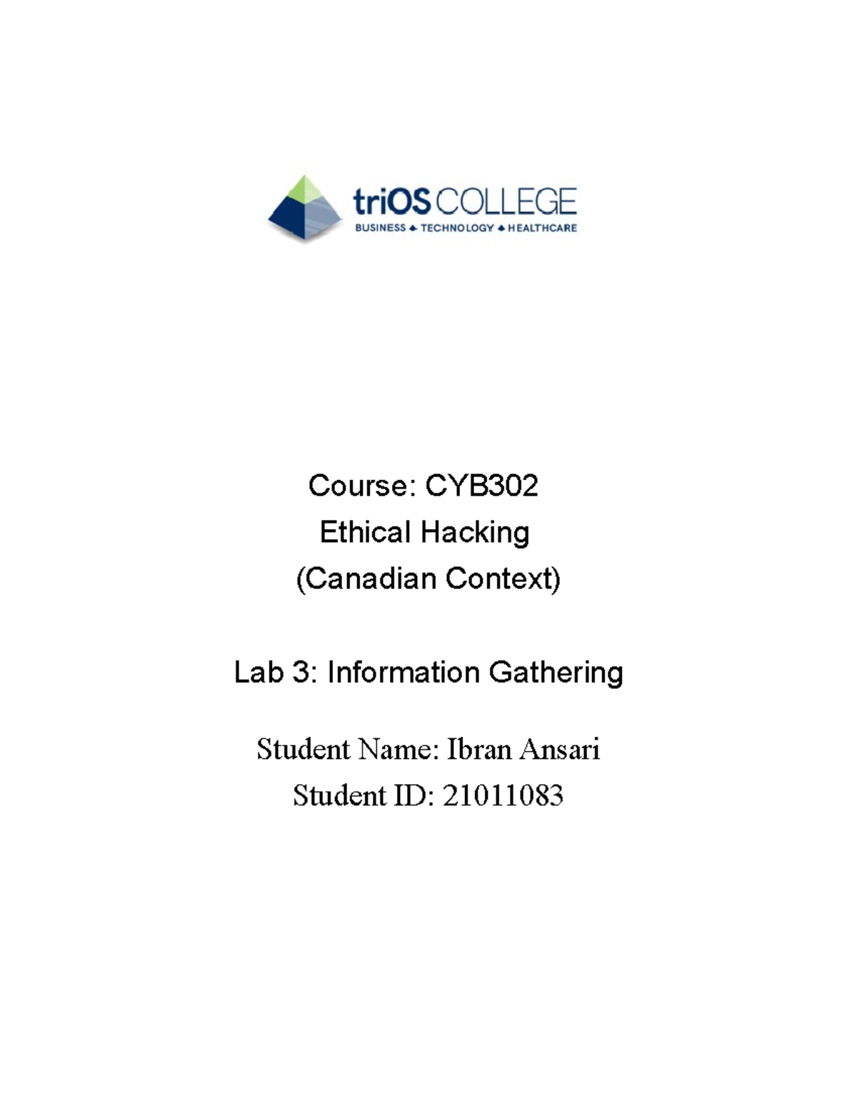 Lab3 ethical hacking - cisco technology based lab assignment - Course ...