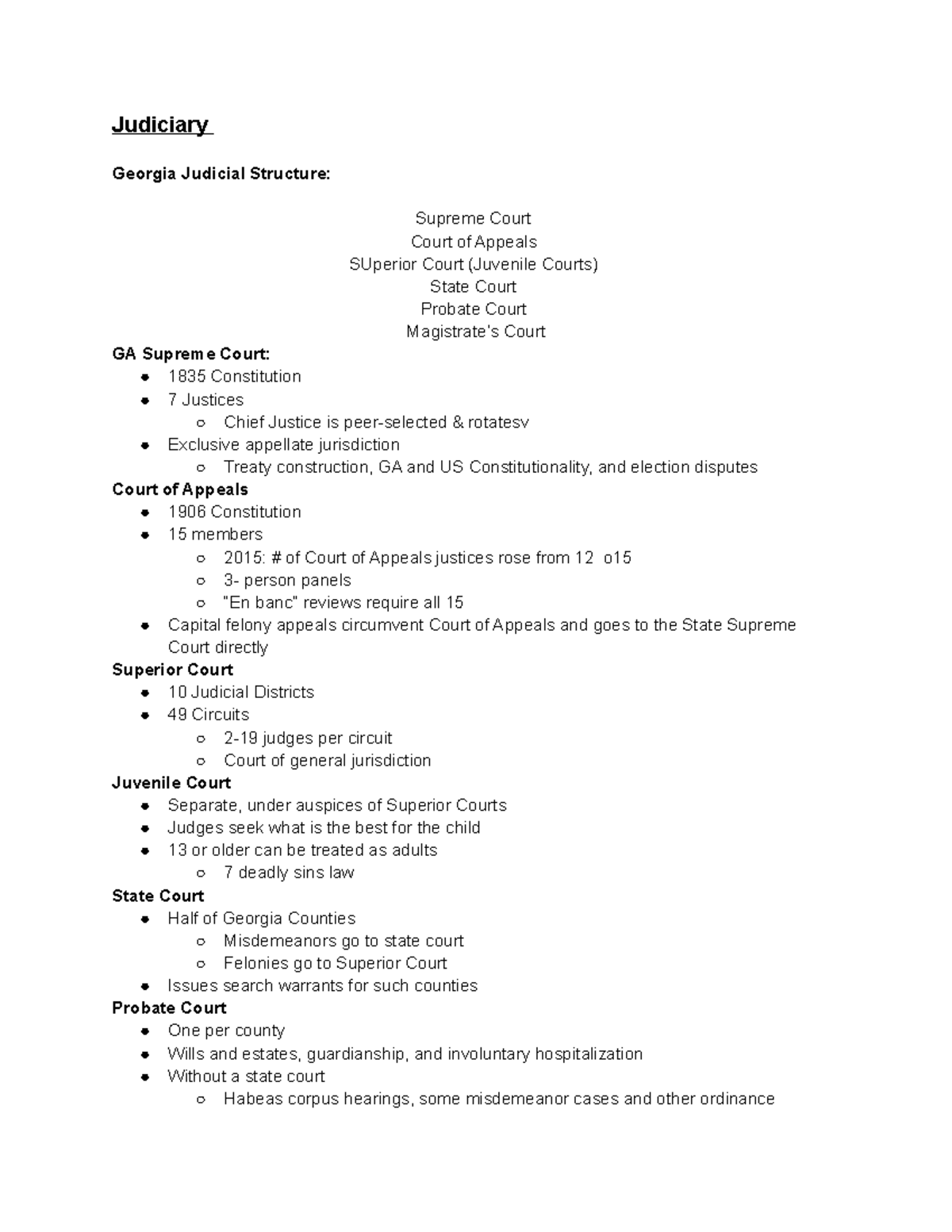 Gov Breakout Session 3/29 - Judiciary Georgia Judicial Structure ...
