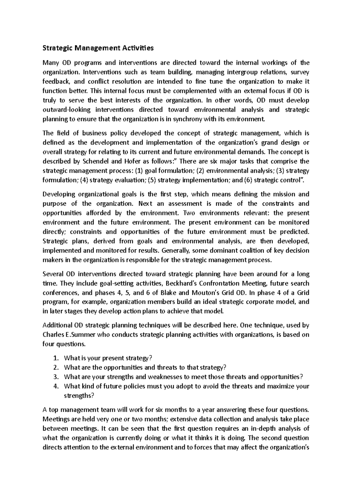 Strategic Management Activities - Interventions such as team building ...