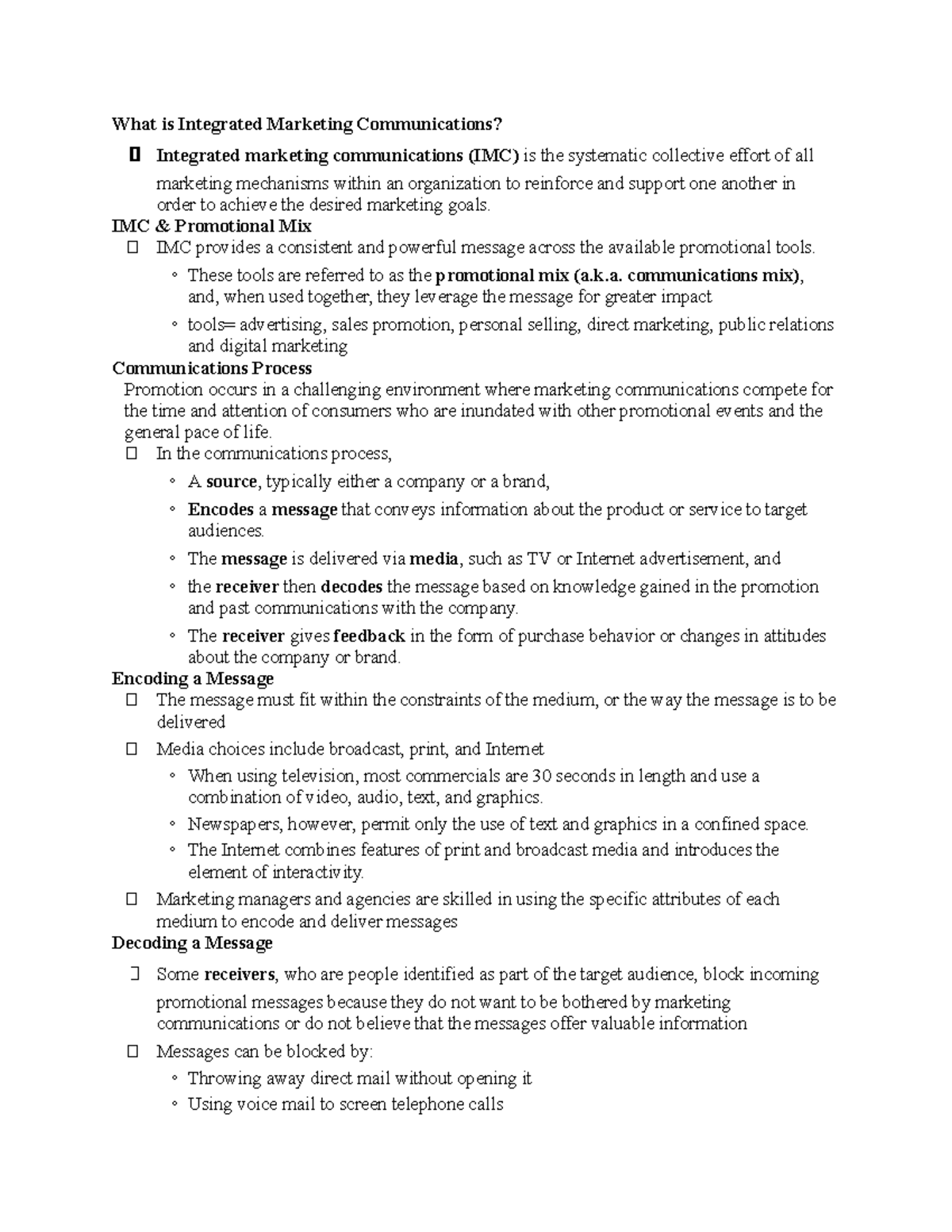 MKT315-ch.9 notes 1 - What is Integrated Marketing Communications ...