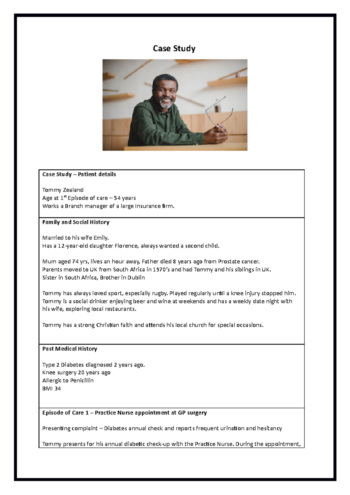 TEME Case study - Case Study Case Study – Patient details Tommy Zealand ...