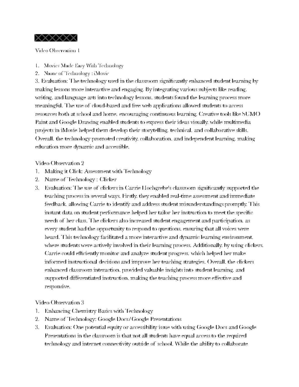 DHM3 T2 Draft 1 - Passed. - Video Observation 1 Movies Made Easy With ...