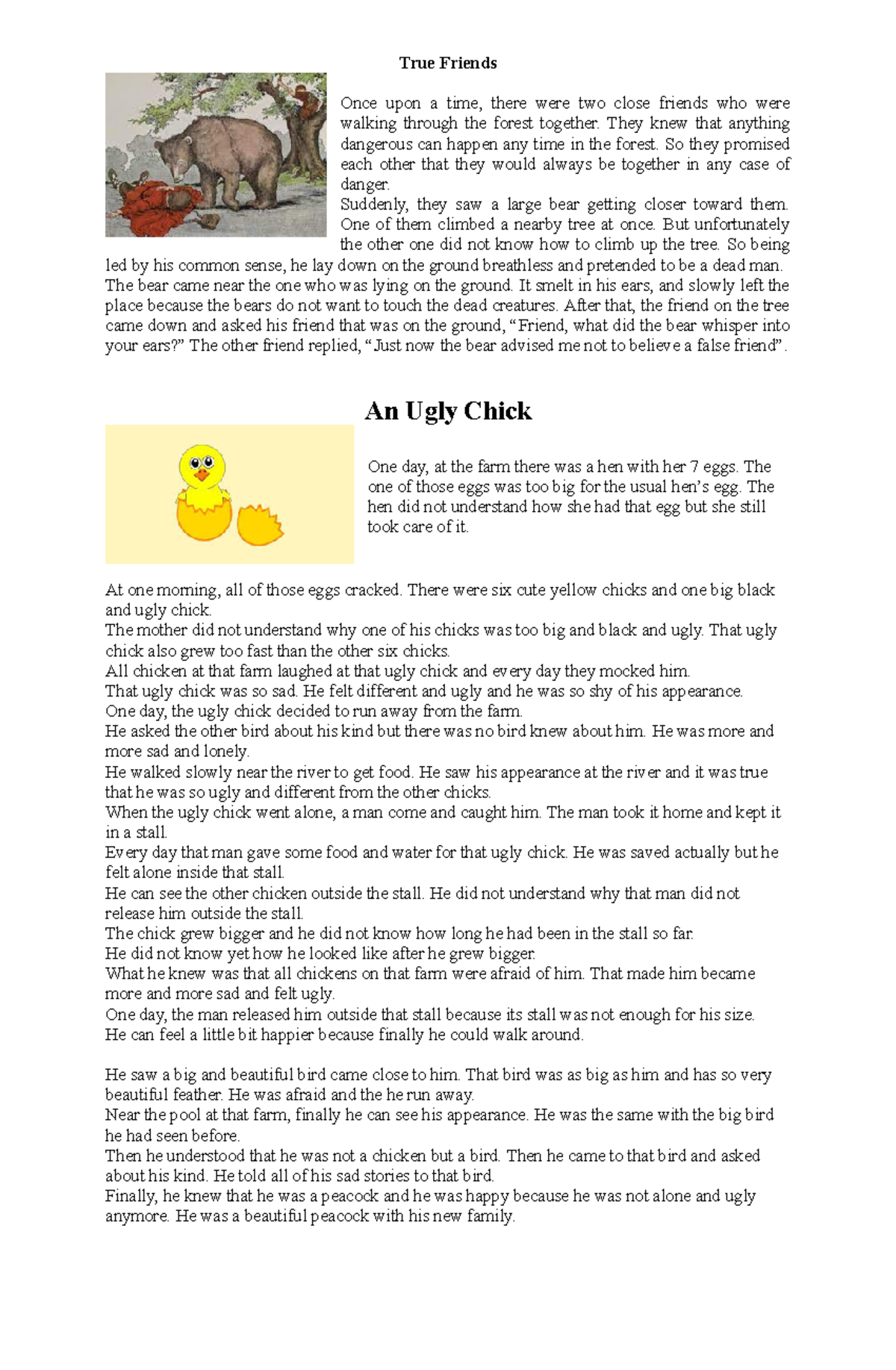 2 narrative teks - True Friends Once upon a time, there were two close ...