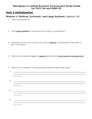 Module 10 Study Guide - Module 10: Global Production and Supply Chain ...